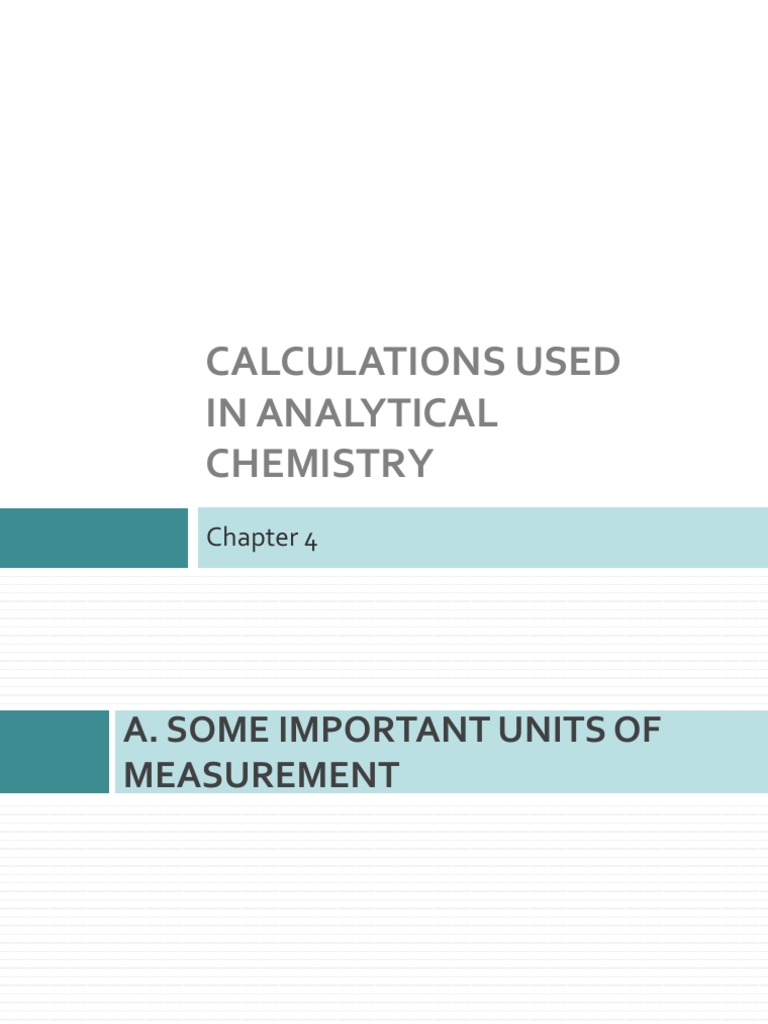 Week 1 - Chapter 4 Calculations Used in Analytical Chemistry | PDF