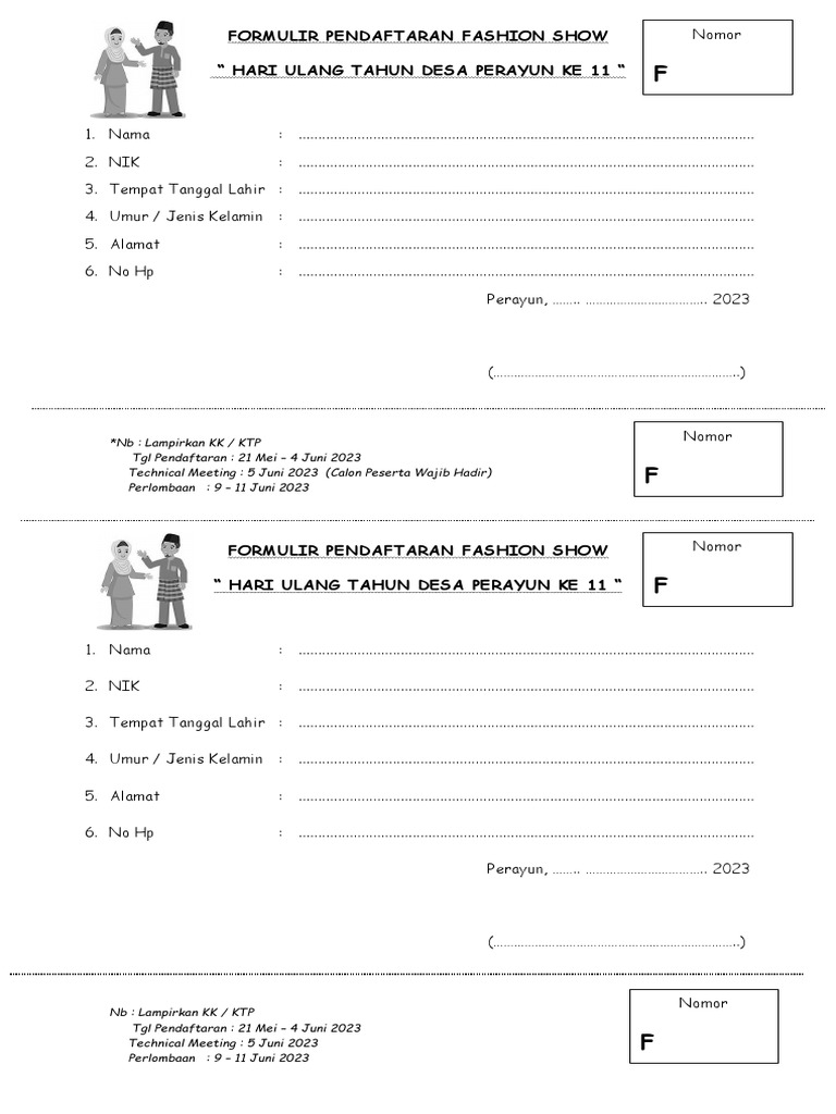 Formulir Pendaftaran Fashion Show | PDF