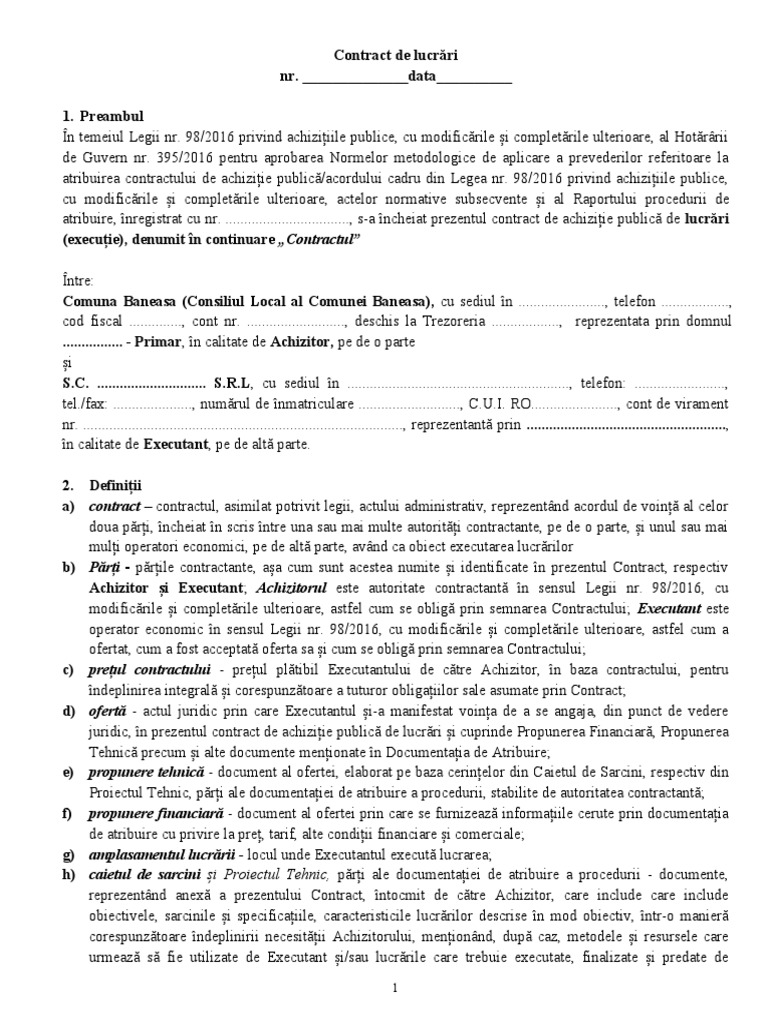 Model Contract Lucrari | PDF
