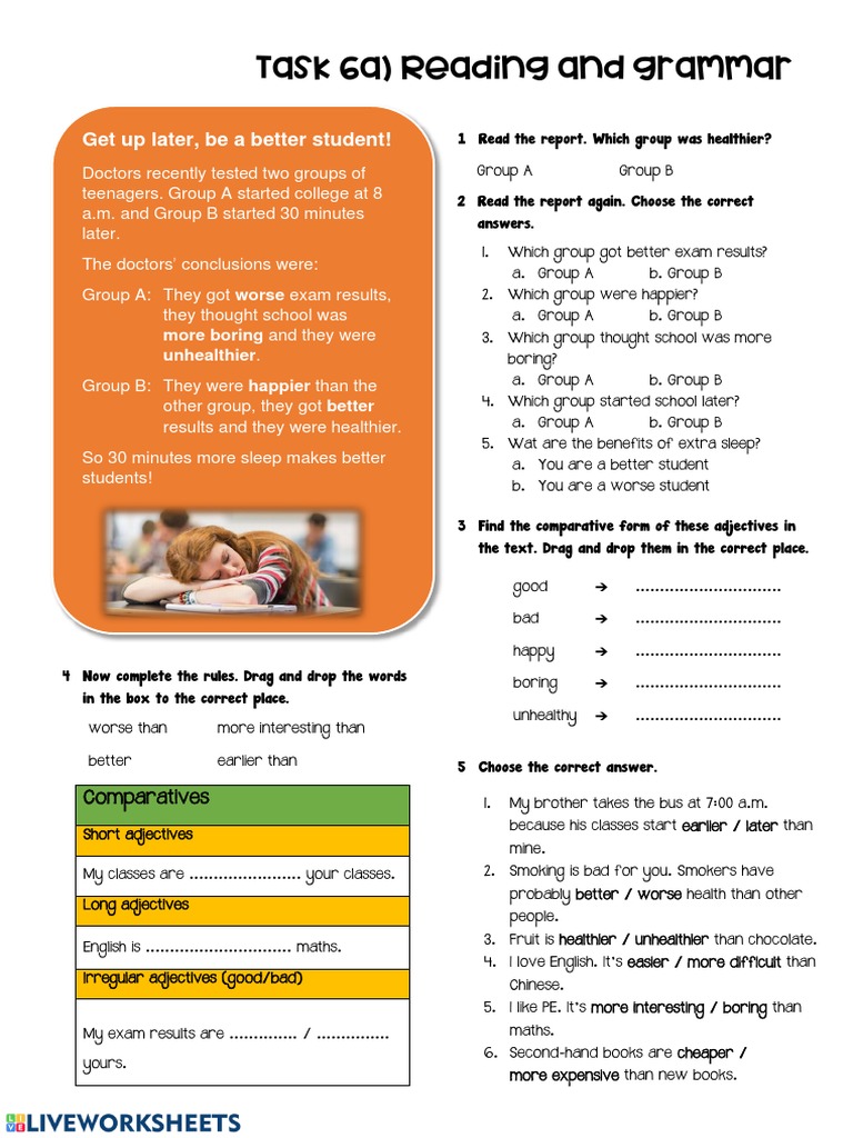 Comparative adjectives worksheet | PDF | Cognition