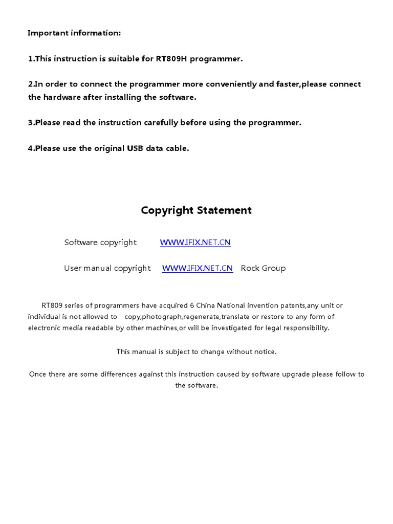 Instruction For RT809H Programmer. | PDF | Usb | Flash Memory