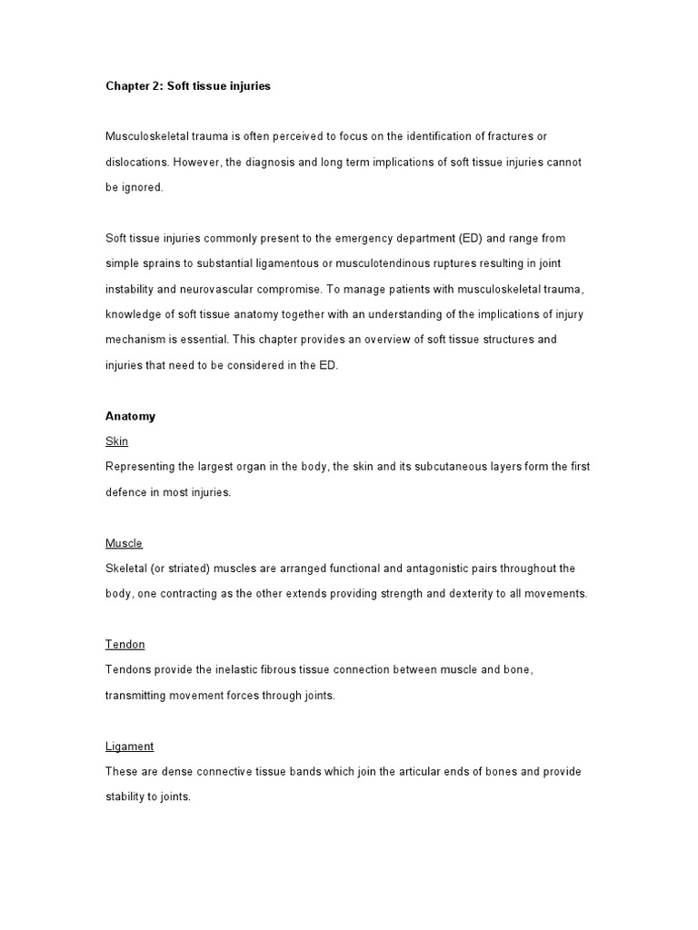 Chapter 2 Softtissueinjuries 05 Apr 09 | PDF | Injury | Human ...