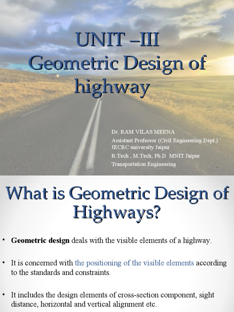 Geometric Design PPT Unit 3 | Download Free PDF | Road | Lane