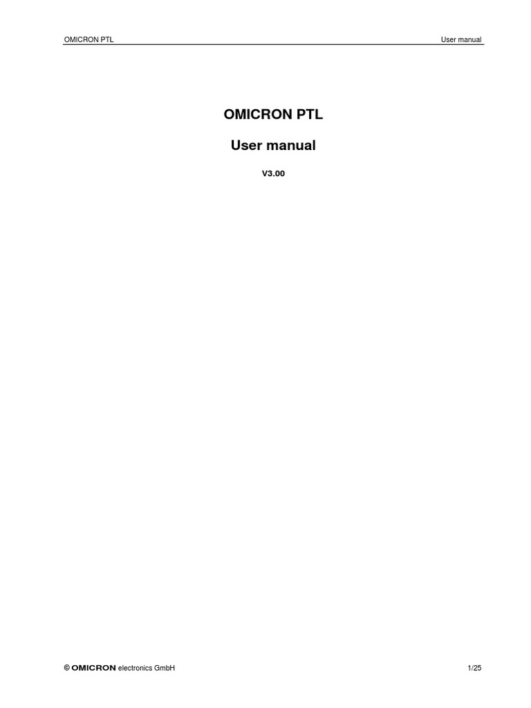 Omicron PTL User Manual Enu | PDF | Relay | Power Supply