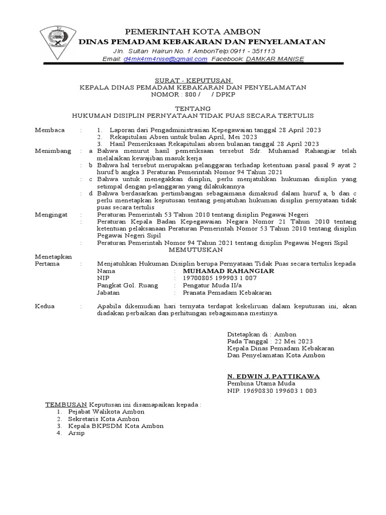 Surat Pernyataan Tidak Puas Memet | PDF
