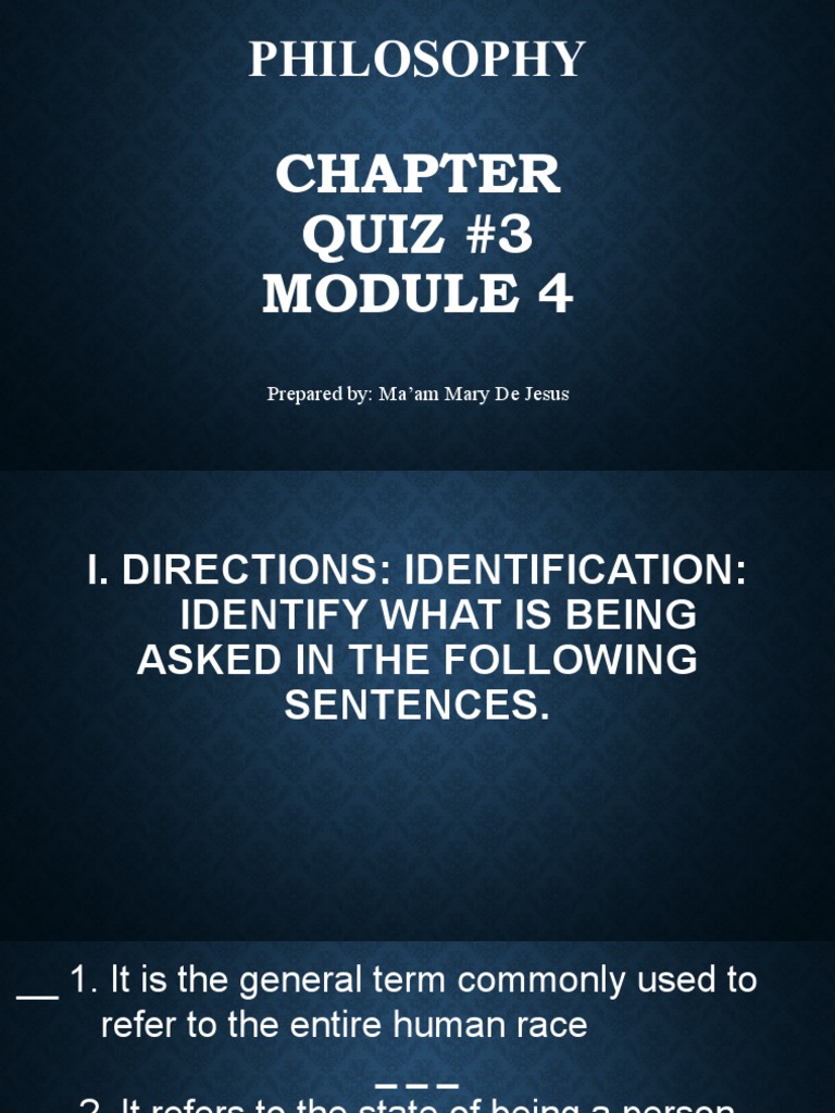Chapter Quiz - 3 - Module 4 | Download Free PDF | Identity (Social Science) | Human