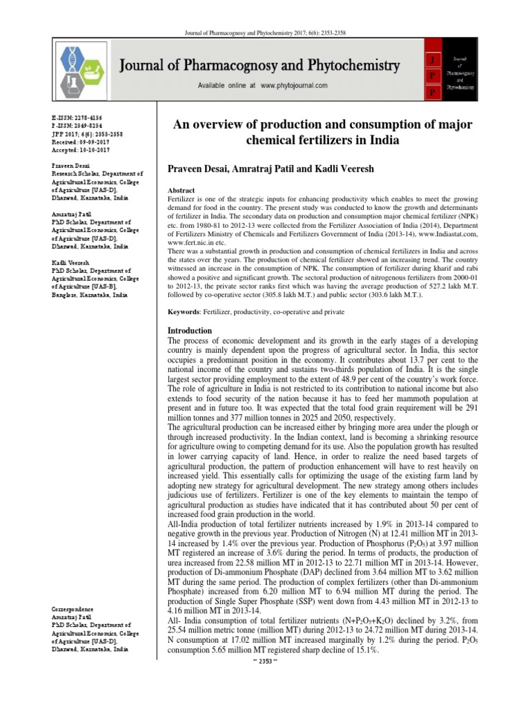 An Overview of Production and Consumption of Chemical | PDF ...