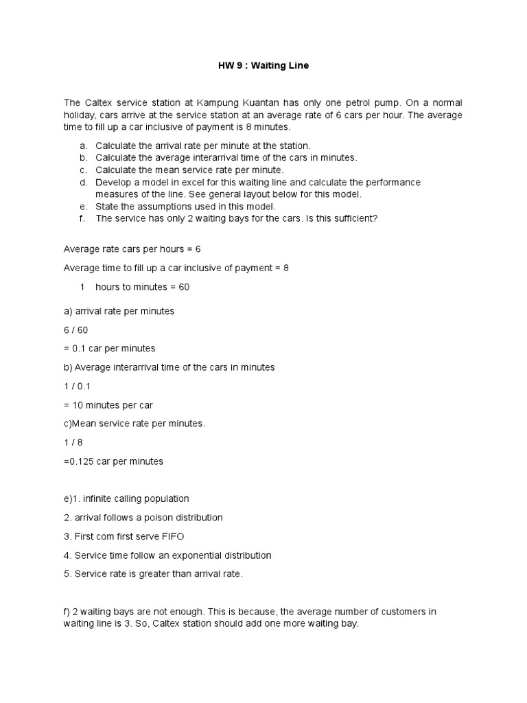 Waiting Line Analysis for Caltex Station | PDF