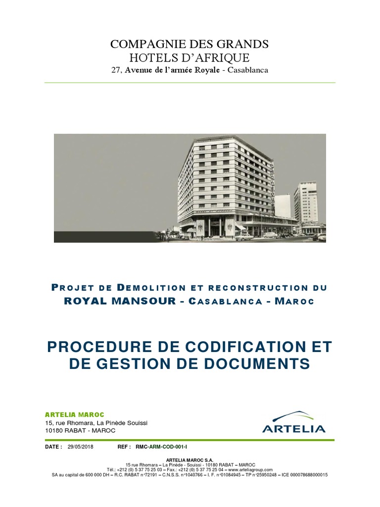 Codification des documents Royal Mansour | PDF