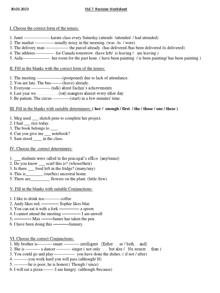STD 7 B Revision | PDF | Syntax | Linguistic Morphology