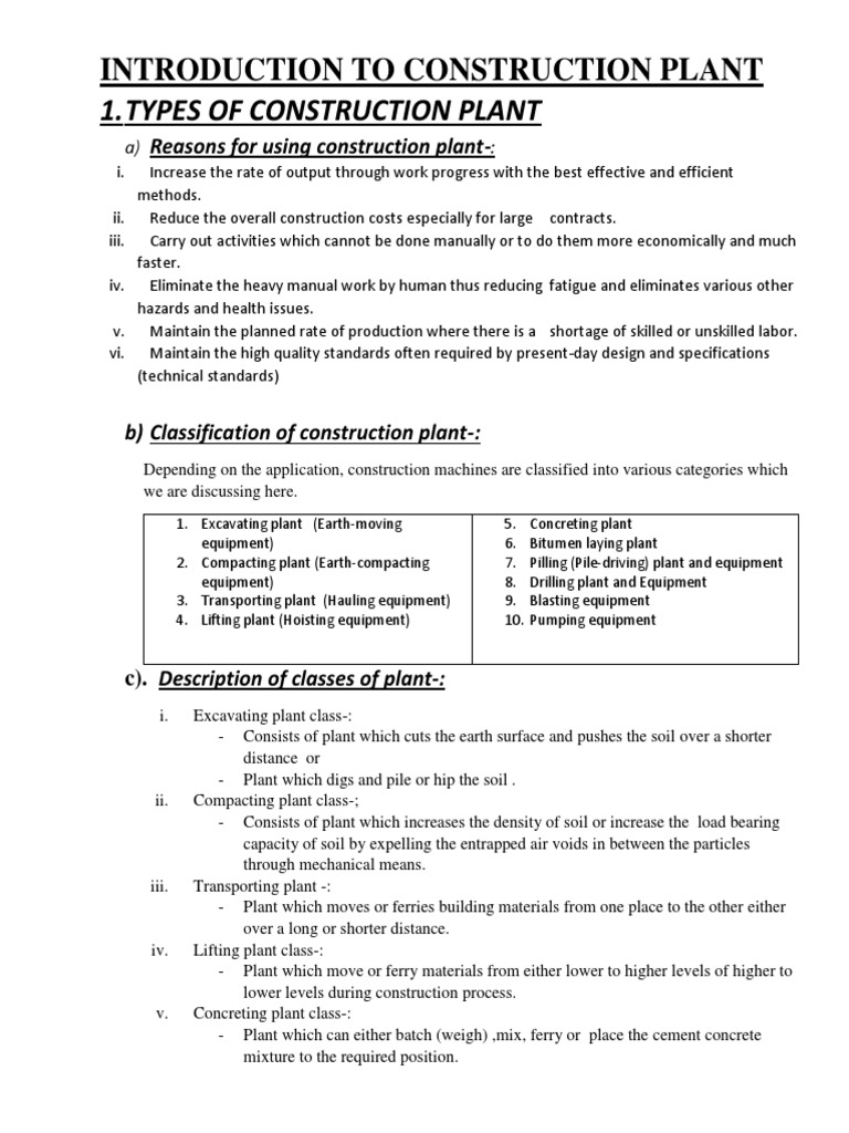 1.introduction To Construction Plant | PDF | Concrete | Soil