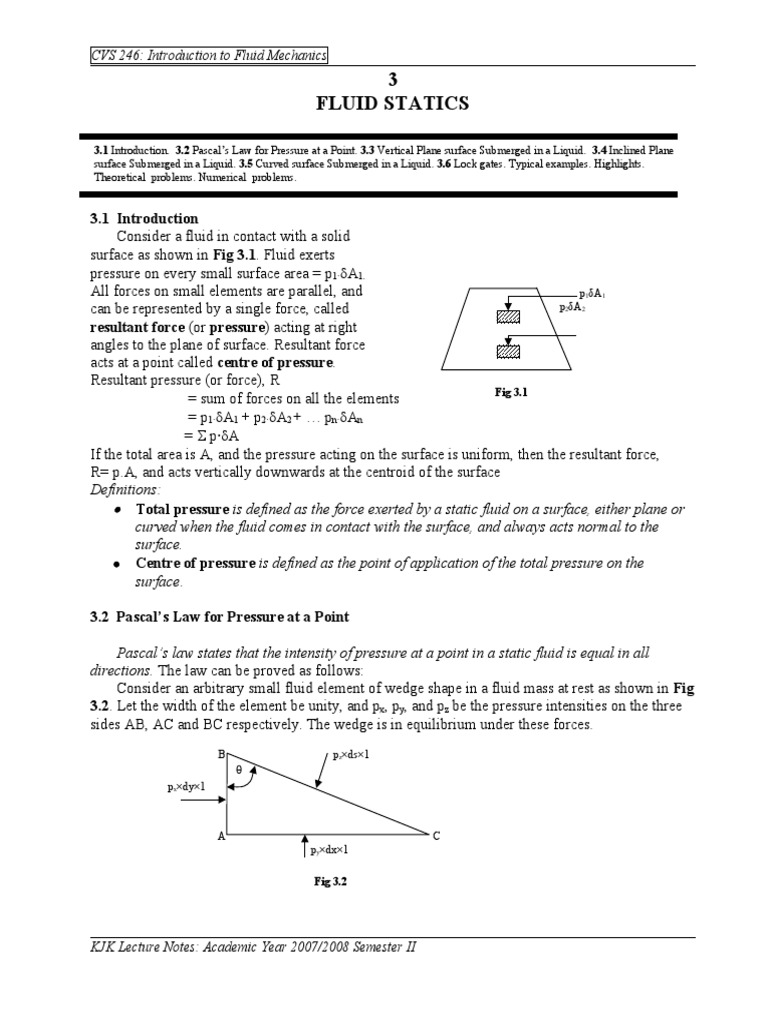 Fluid Statics H-O | PDF