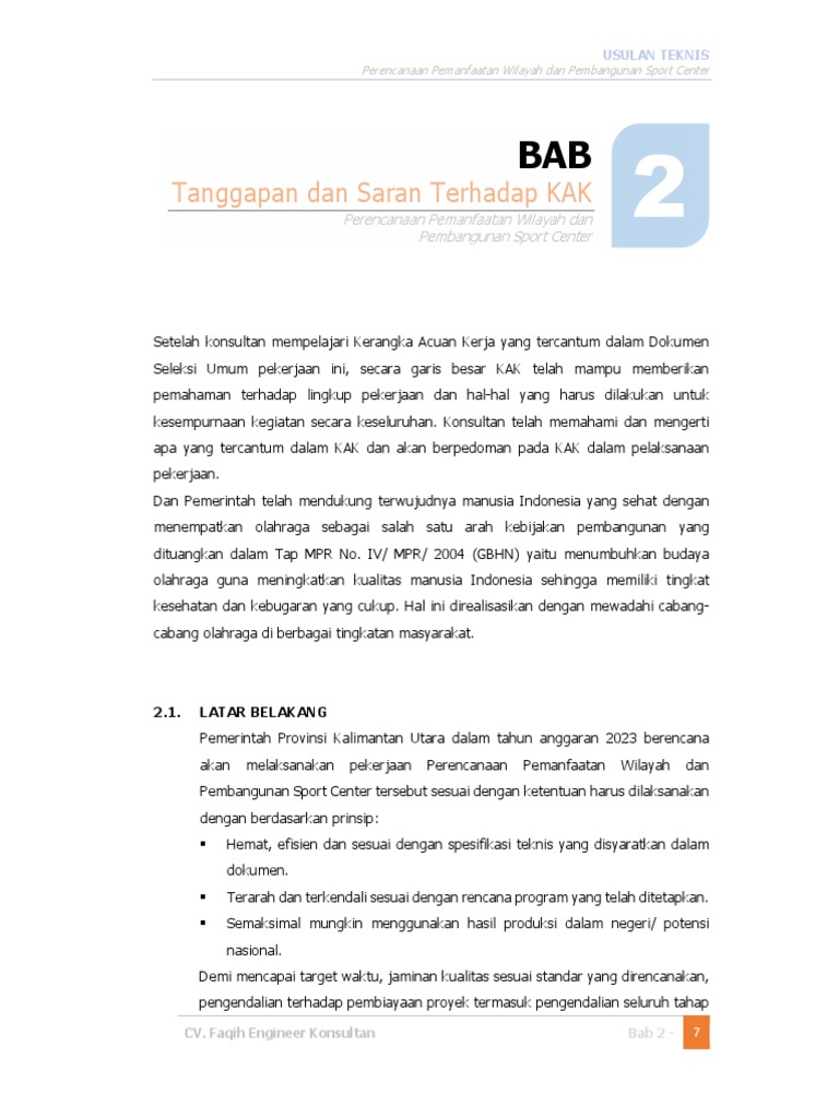 Bab2 - Ustek - Faqih - Sport Centre 2023 | PDF