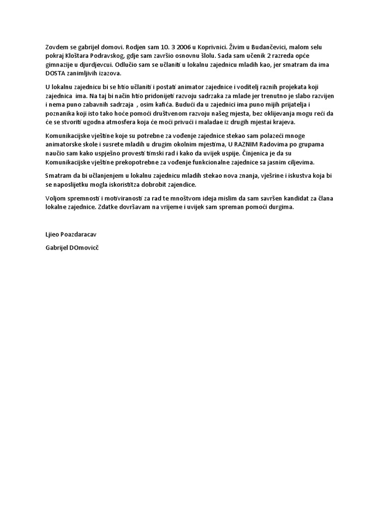 Motivacijsko Pismo | PDF