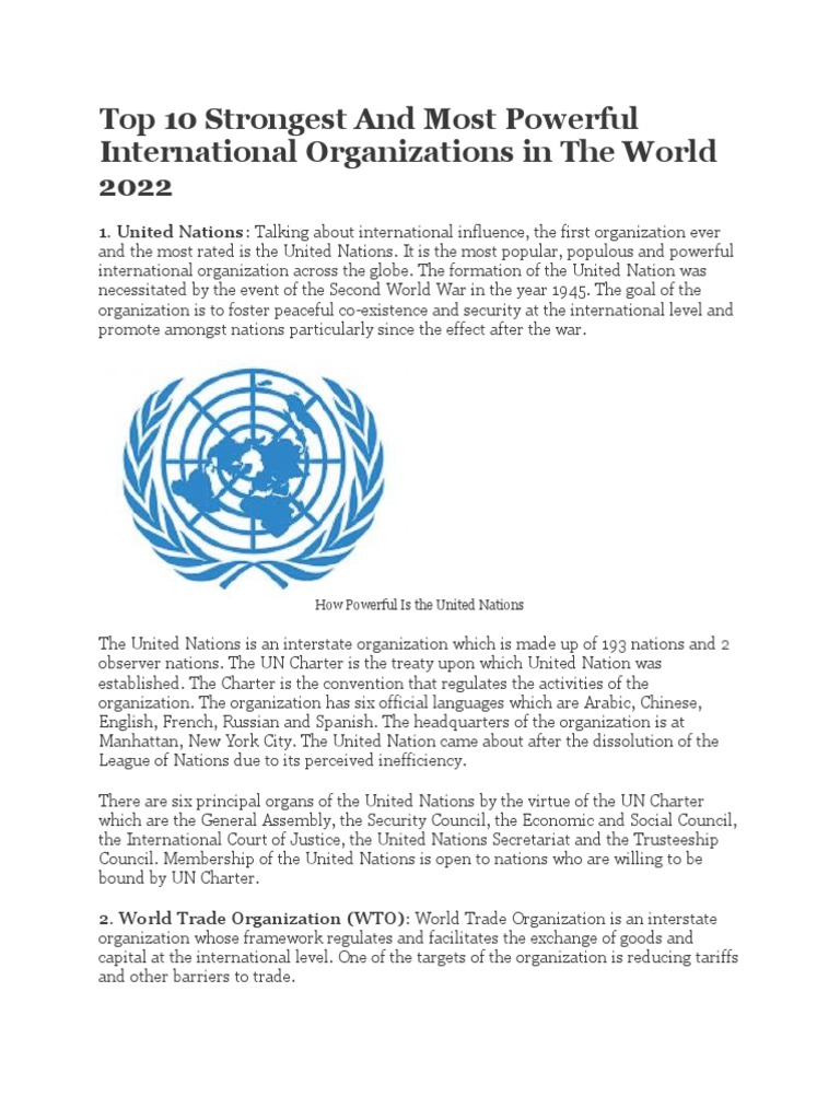 Top 10 Strongest and Most Powerful International Organizations in The ...
