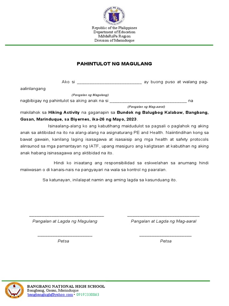 Pahintulot-ng-Magulang | PDF