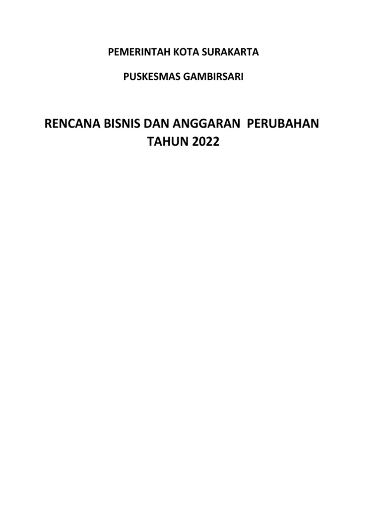 RBA BLUD Perubahan 2022 | PDF | Pengelolaan Keuangan & Uang