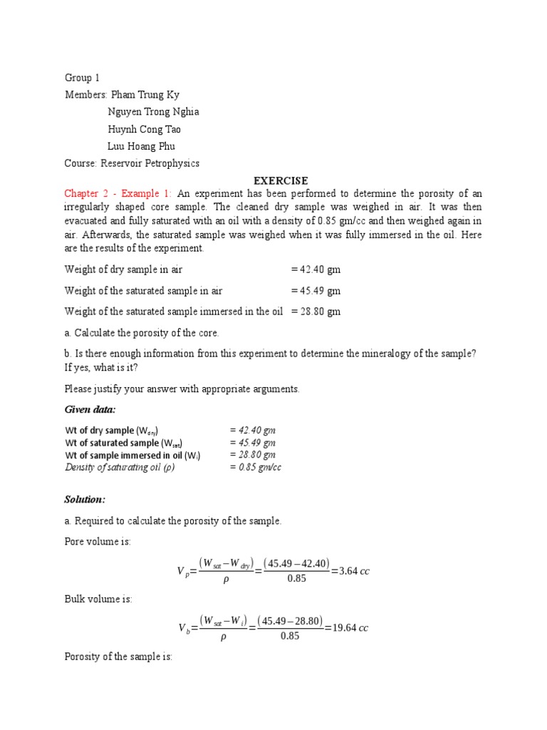 Exercise C2 and C3 - Group 1 | PDF | Permeability (Earth Sciences) | Pressure