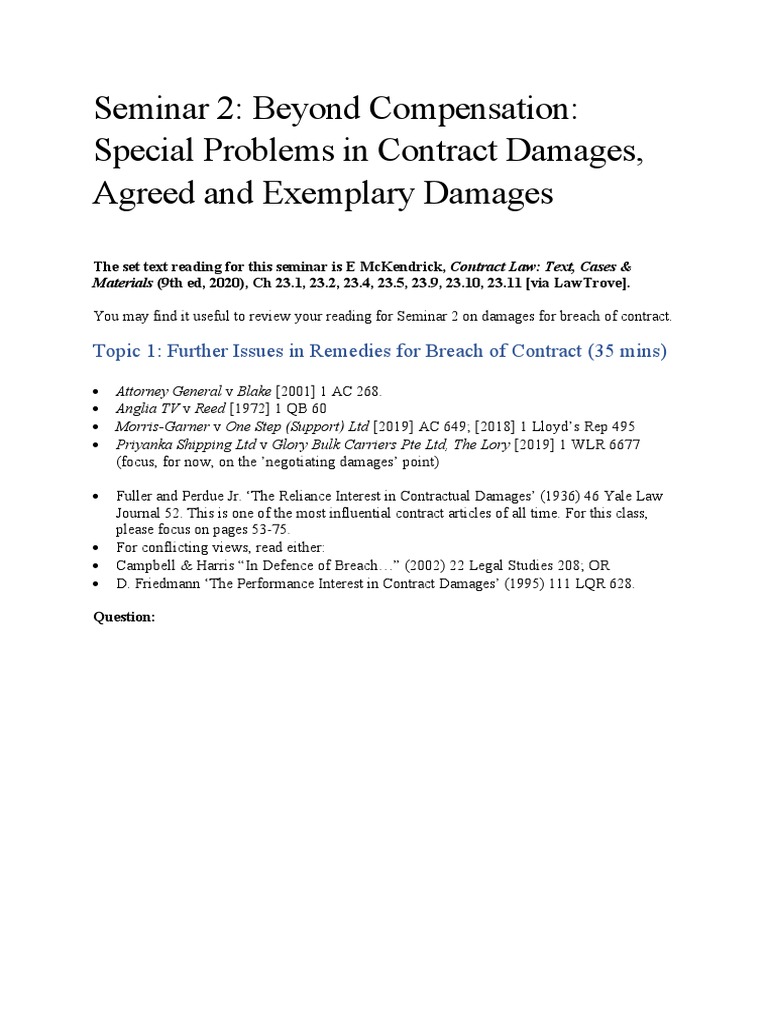 Seminar 2 | Download Free PDF | Punitive Damages | Damages