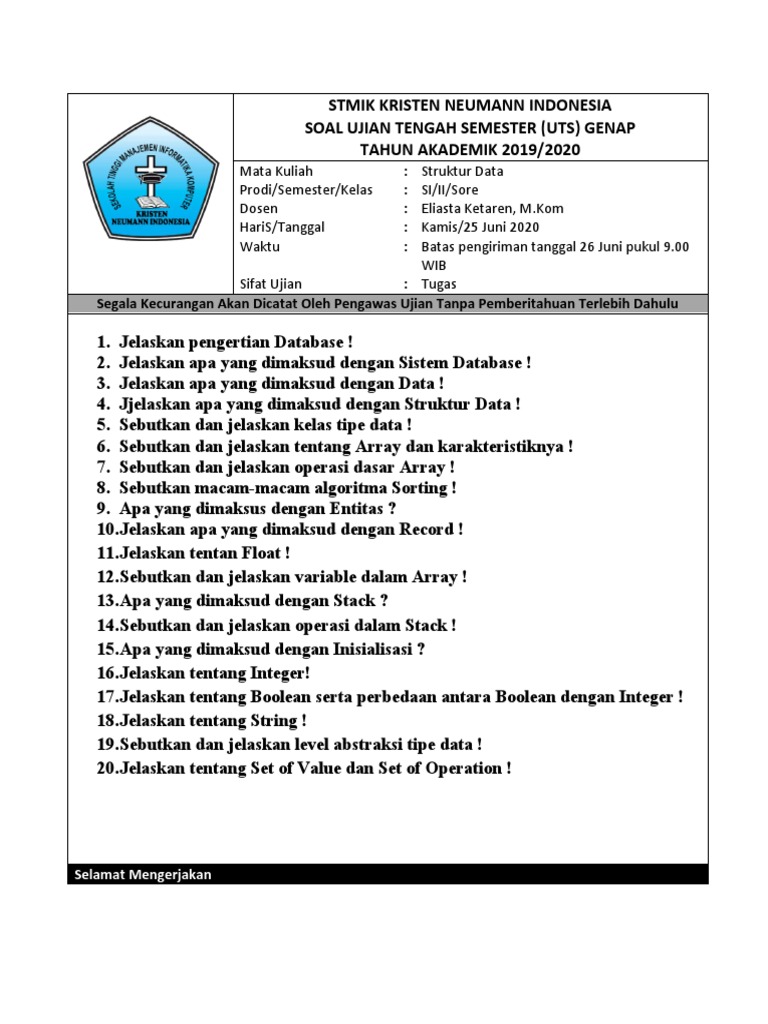 UTS Struktur Data SI Sore | PDF