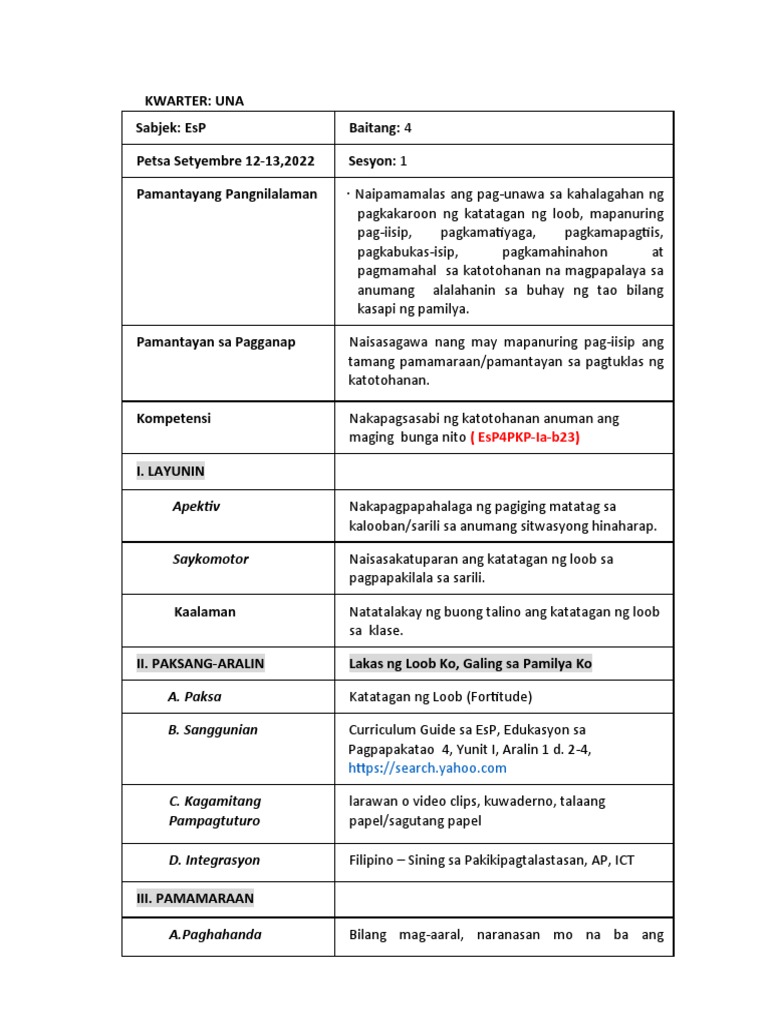 EsP4 Q1 Sesyon1 | PDF