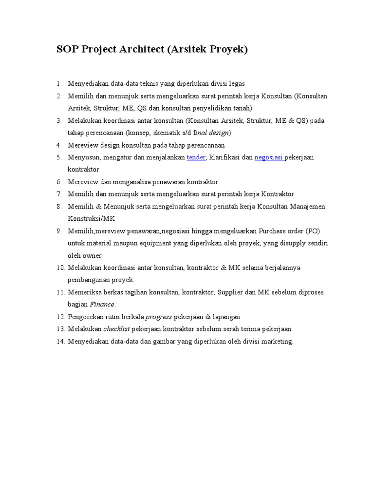 SOP Project Architect | PDF