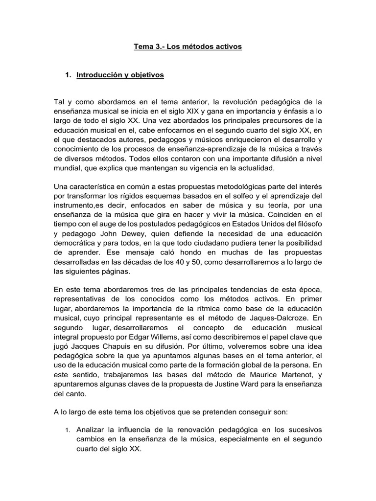 Tema 3. - Los Métodos Activos | PDF | Aprendizaje | Ritmo