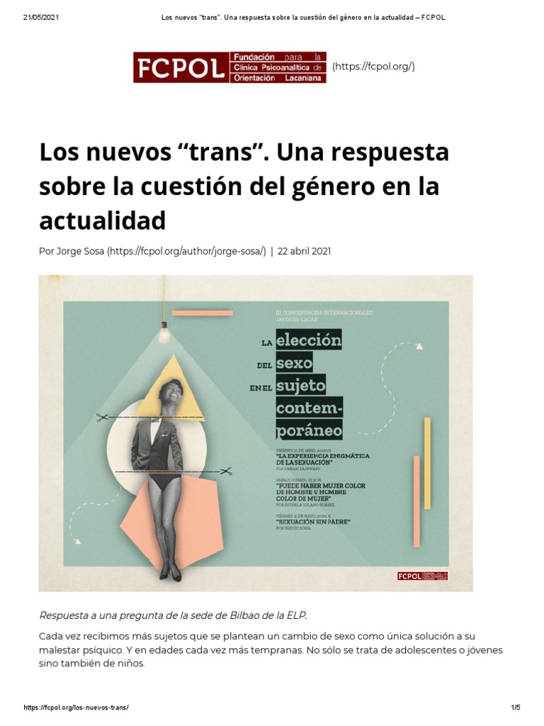 Nuevos Enfoques Sobre La Identidad Trans Pdf Jacques Lacan Transexual