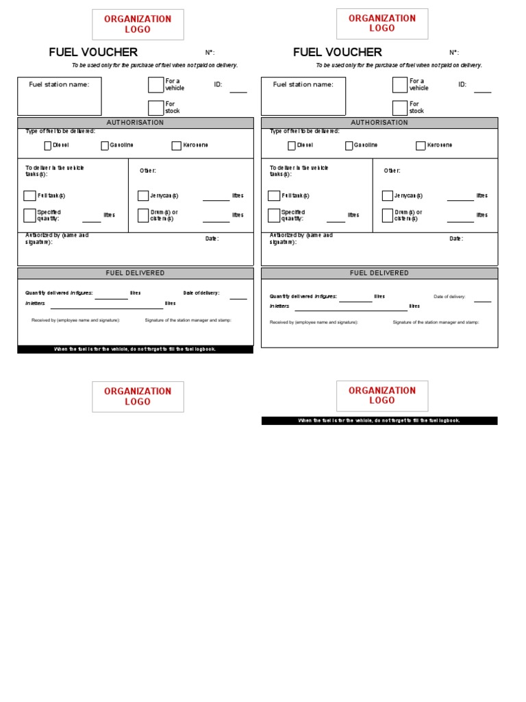 Fuel Voucher Authorization Form | PDF | Filling Station | Diesel Fuel