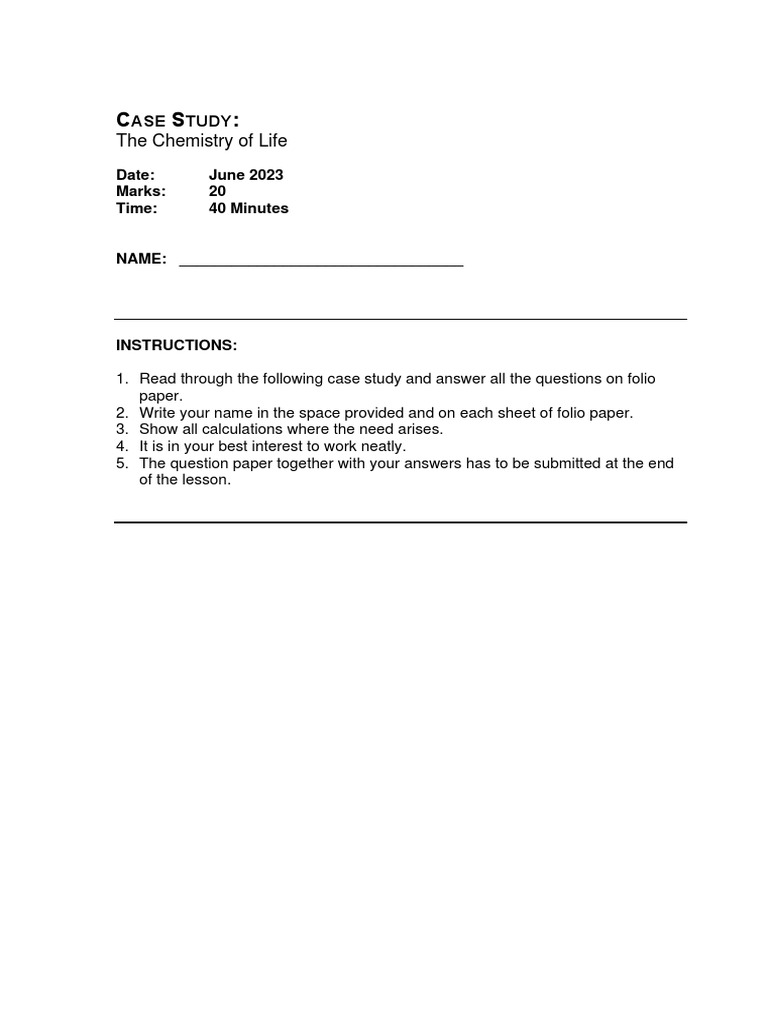 Chemistry of Life Case Study | PDF | Self-Improvement | Wellness