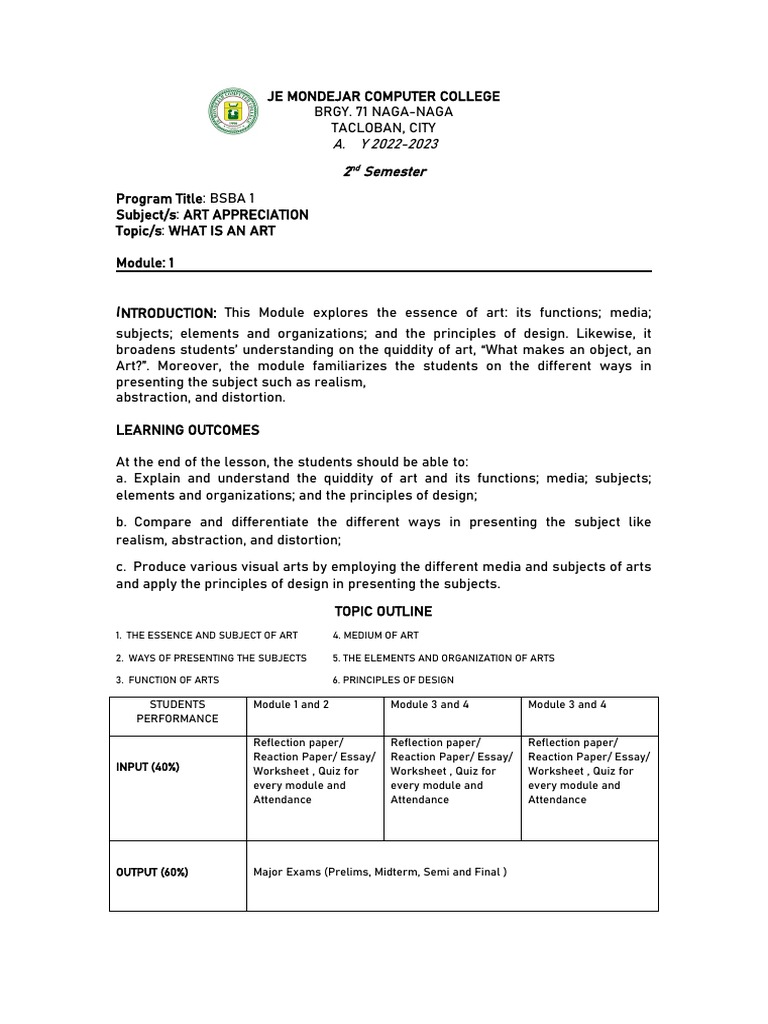 Module 1 Art Appreciation | PDF