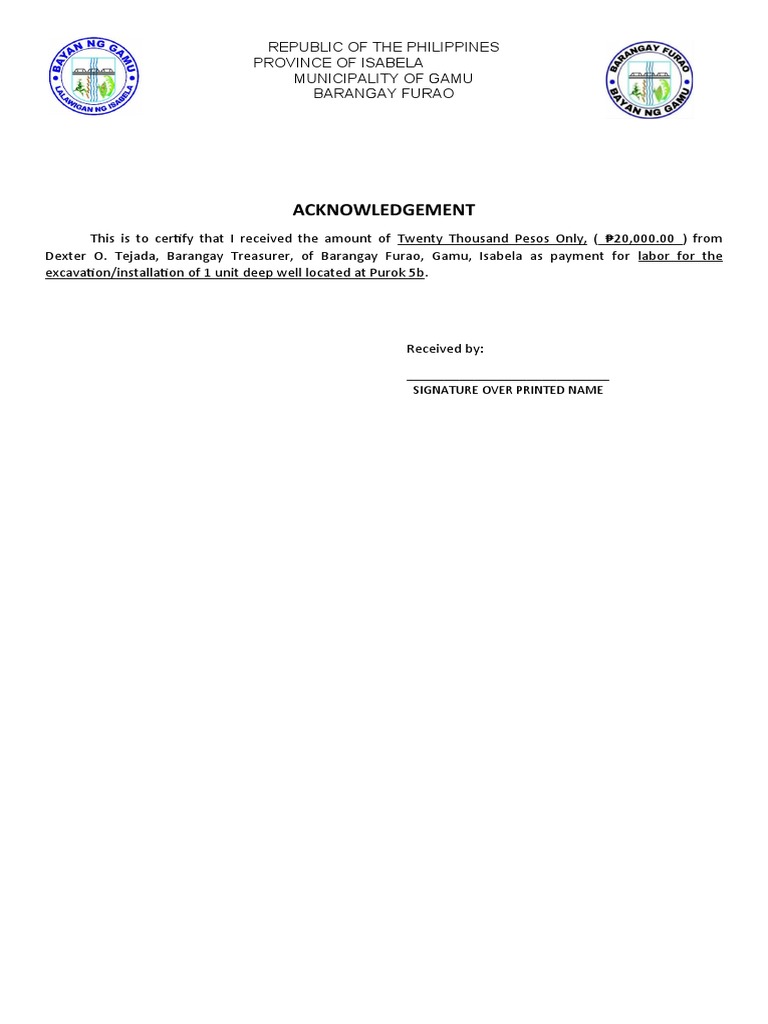 Acknowledgement Receipt | PDF