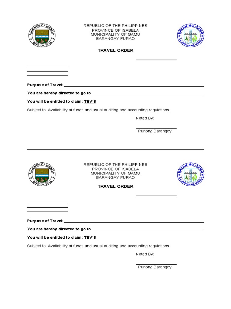 Travel Order | PDF