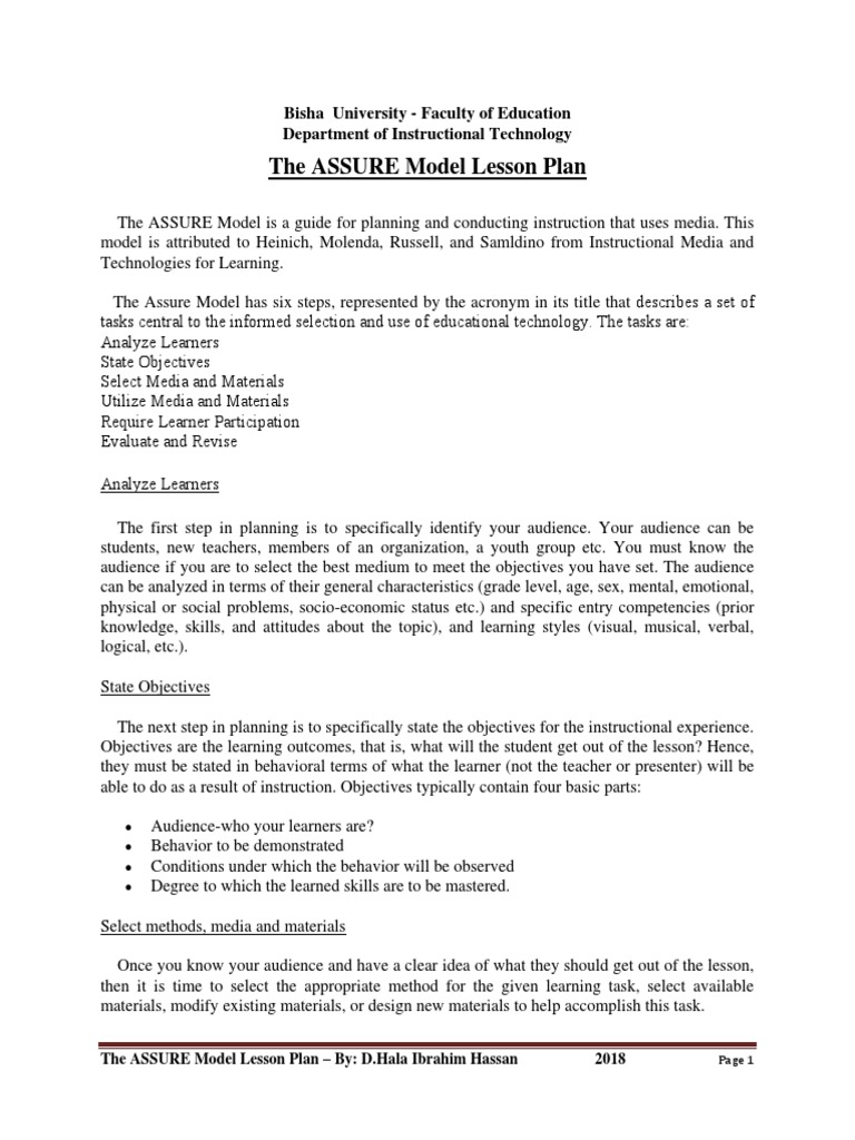 The_ASSURE_Model_Lesson_Plan_1 | PDF
