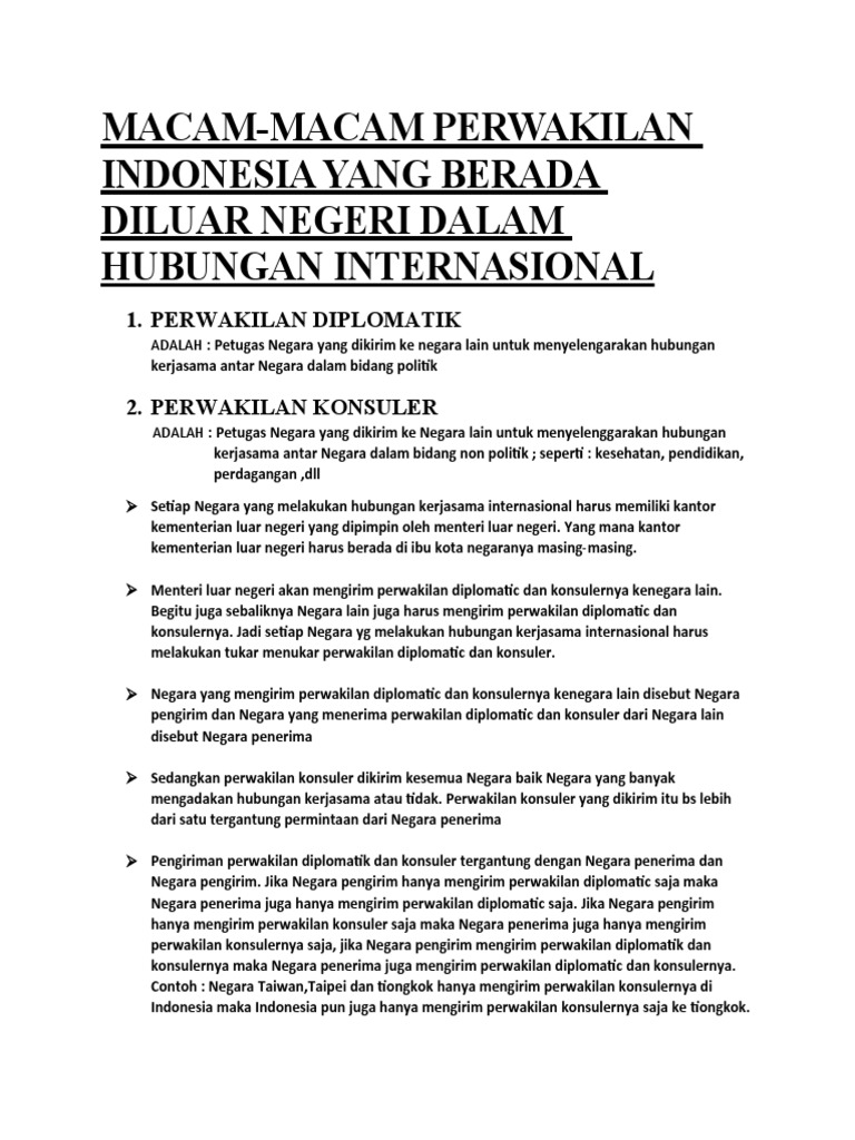 Macam Macam Perwakilan Di Indonesia | PDF