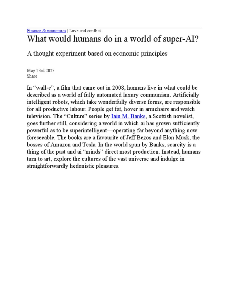 What Would Humans Do in A World of super-AI TEchnology | PDF | Economic Growth | Artificial ...