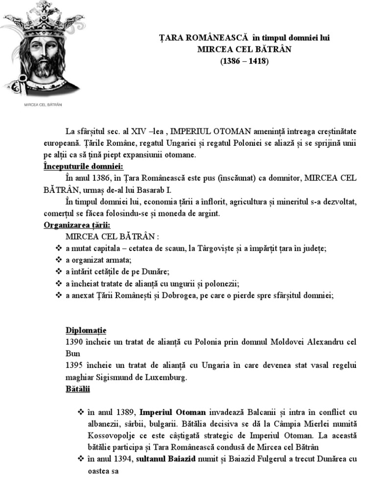 Mircea Cel Batran Schita Lectiei | PDF