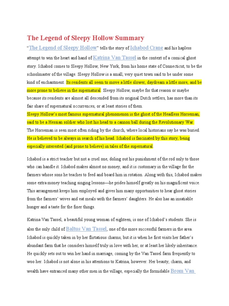 Sleepy Hollow Summary & Analysis | PDF | The Legend Of Sleepy Hollow ...