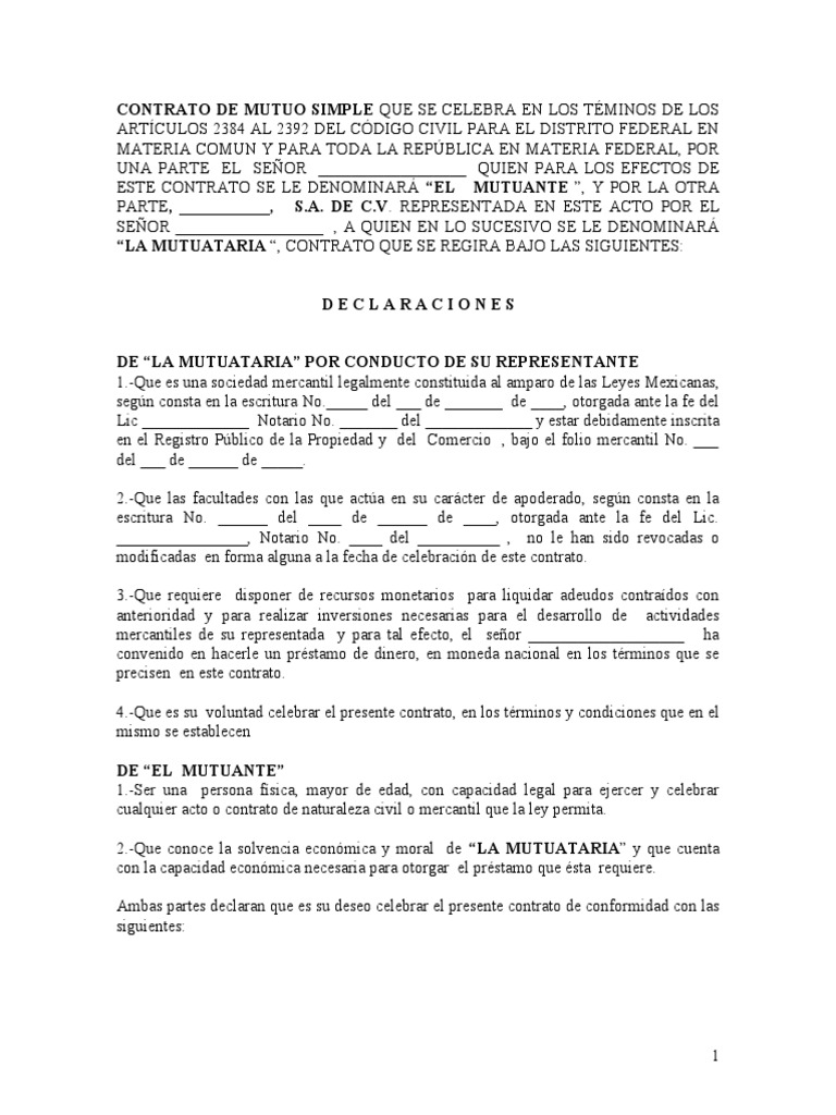 5.-Contrato de Mutuo | PDF | Derecho civil (sistema legal) | Derecho ...