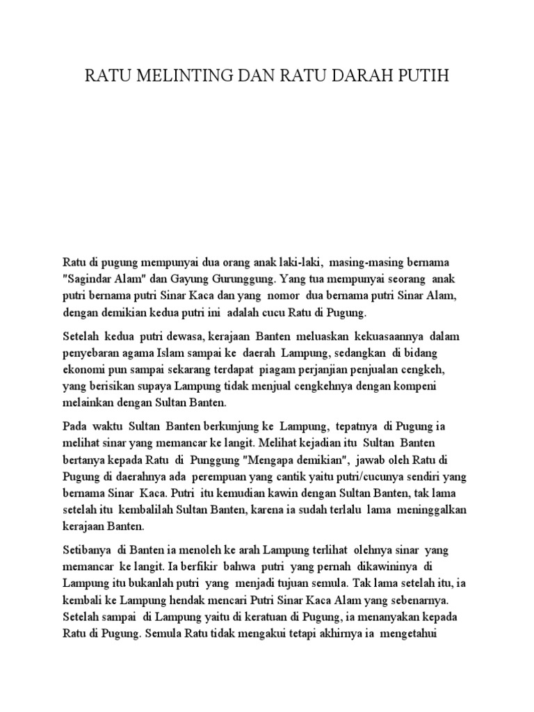 Ratu Melinting Dan Ratu Darah Putih | PDF