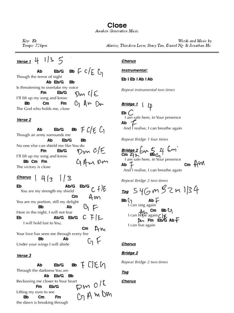1+close Chord+Chart | PDF | Musical Forms | Performing Arts