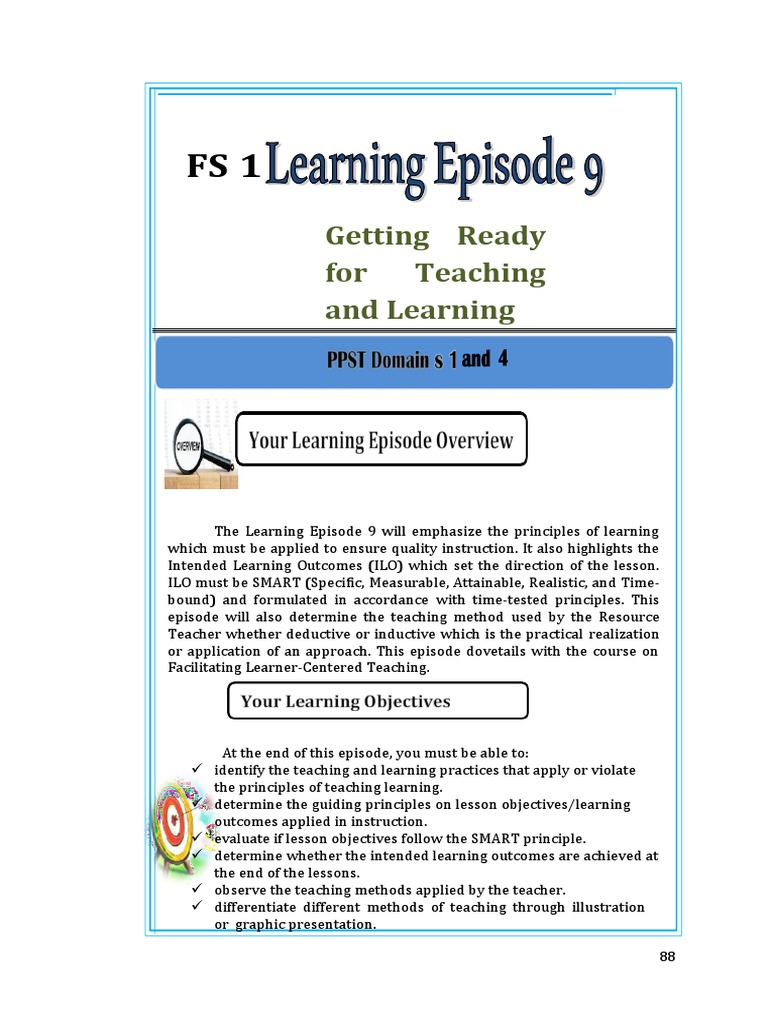 FS1 - Episode 9 - Delos Santos | PDF | Learning | Teachers