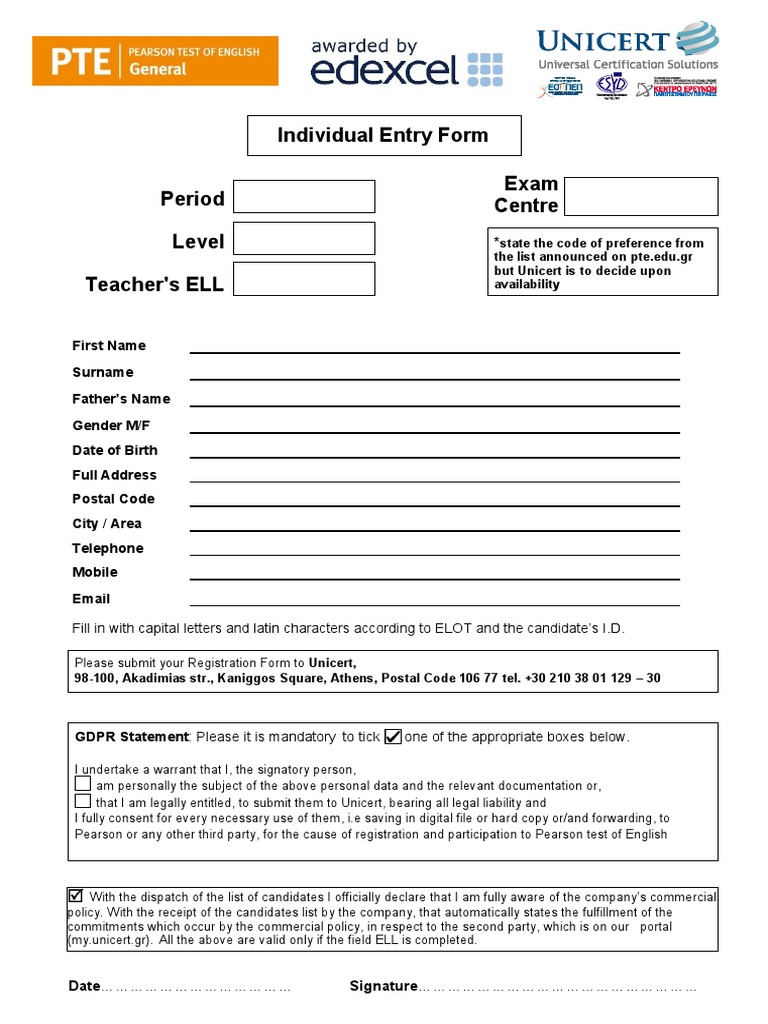 Individual Registration Form | PDF