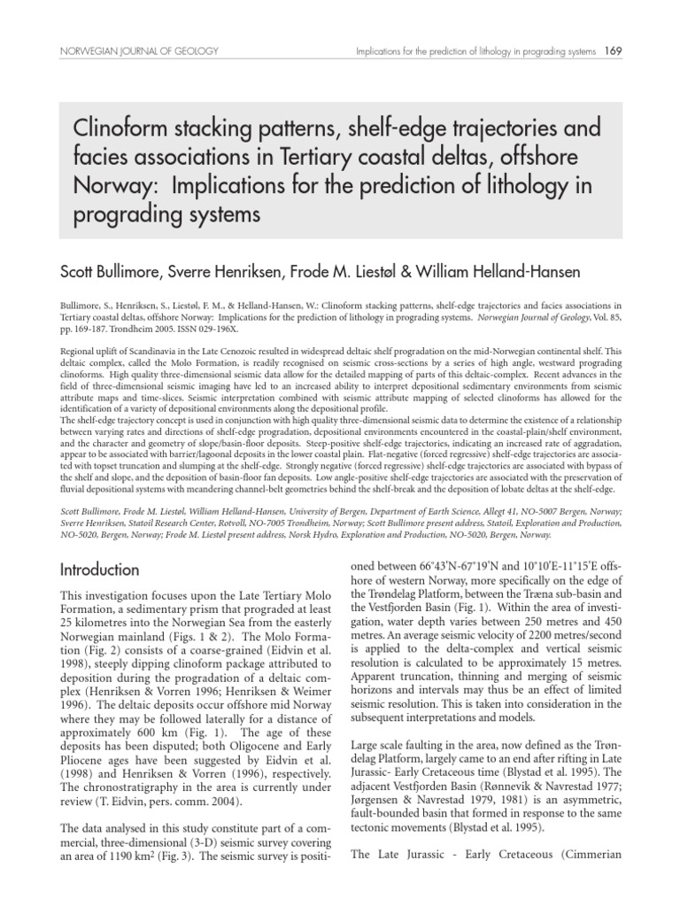 Clinoform Staking Patterns Shelf Edge Trajectories Offshore Norway Bullimore Pdf