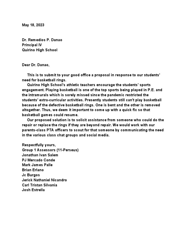 Project Proposal Letter | PDF