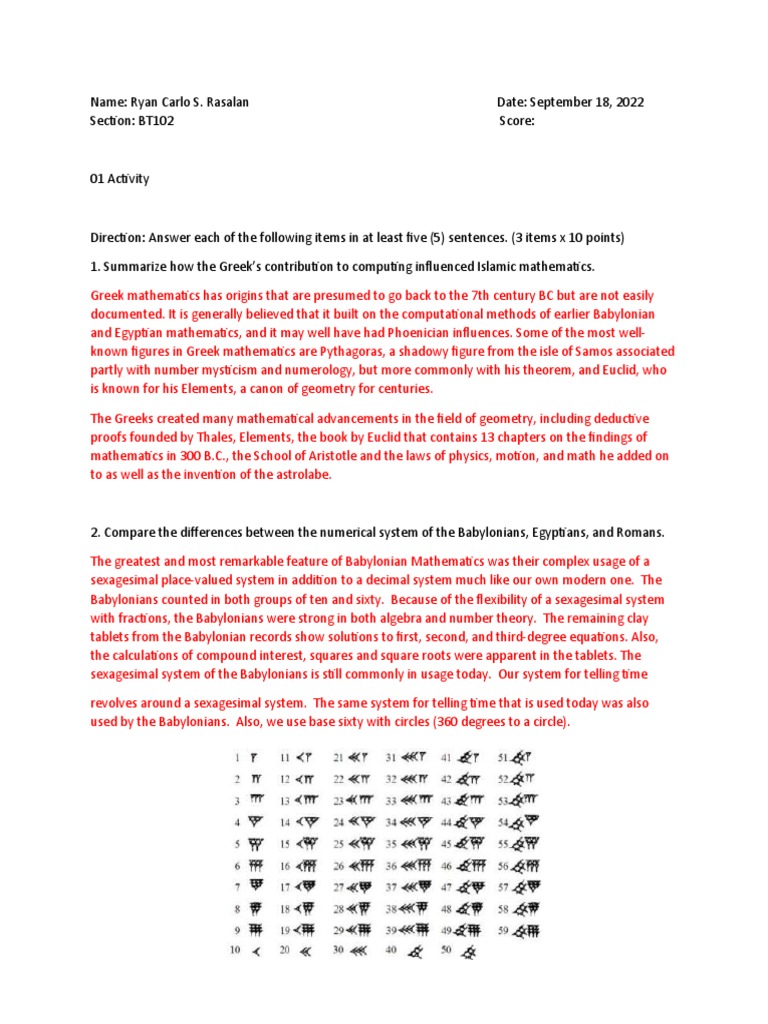 Activity 1 | PDF | Mathematics | Numbers