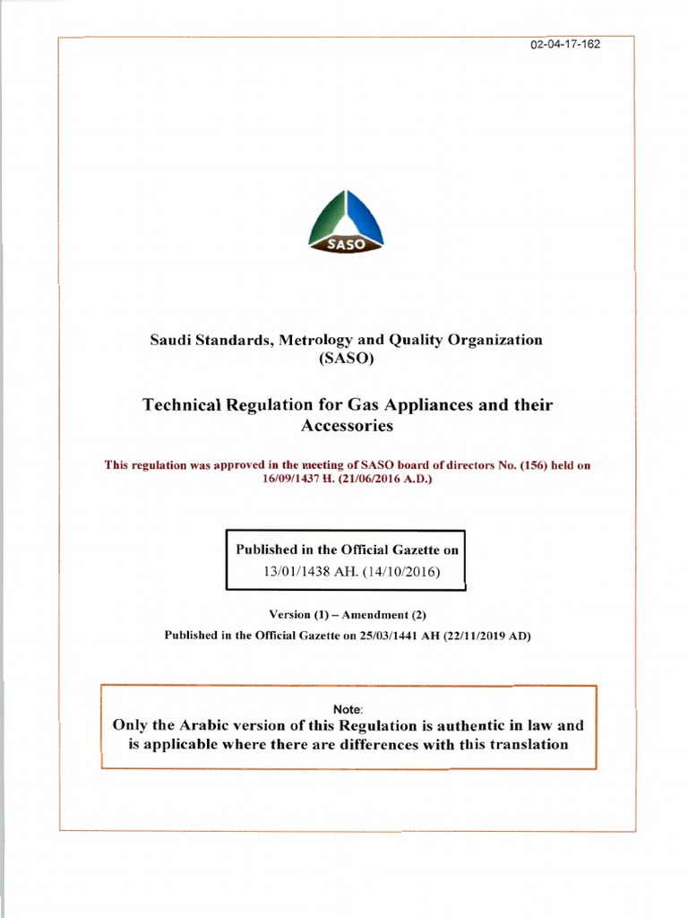 TR - Gas Appliances and their Accessories - Version 1 - Amendment 2 ...