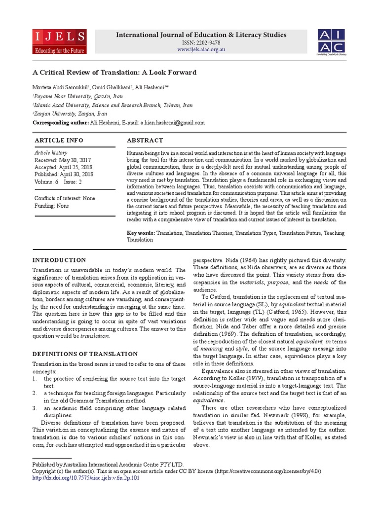 A Critical Review of Translation | PDF | Translations | Interpretation ...