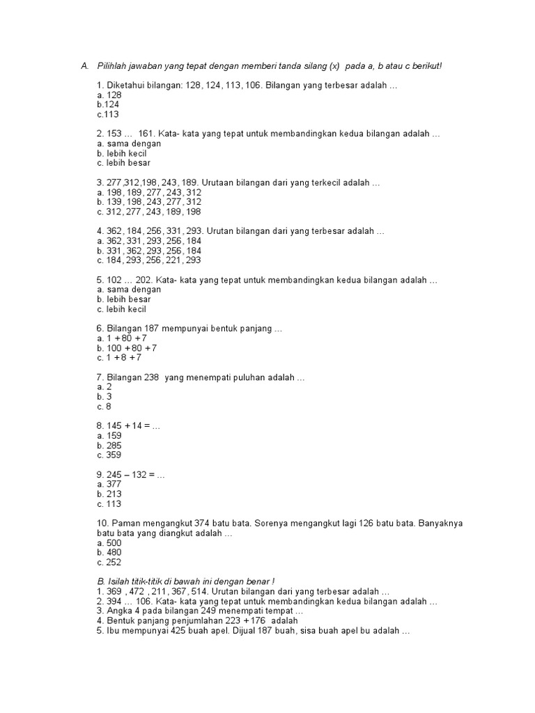 Pilihlah Jawaban Yang Tepat Dengan Memberi Tanda Silang | PDF
