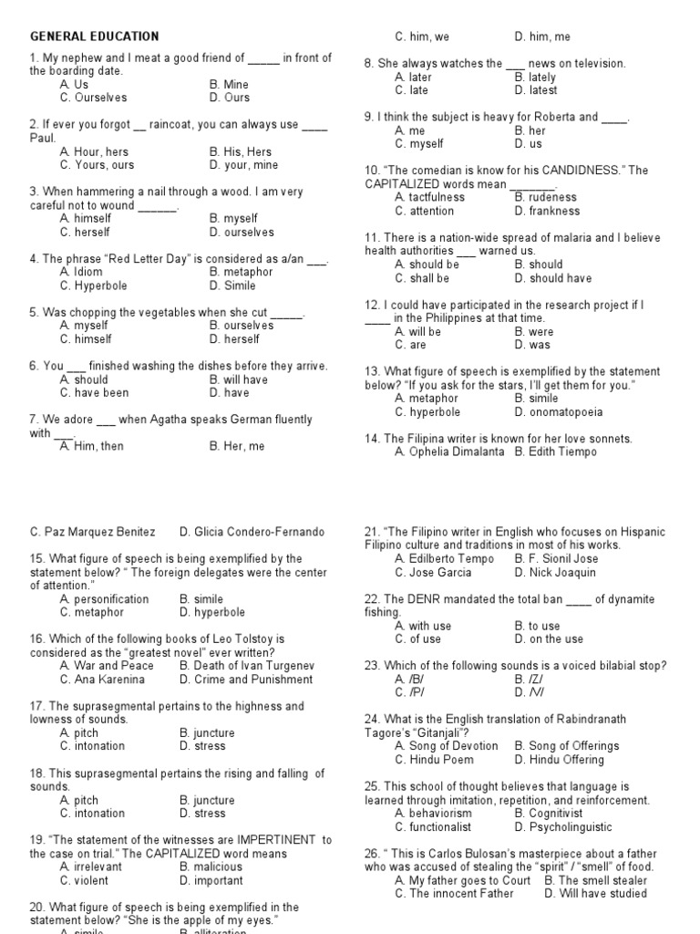English Questionnaire | PDF